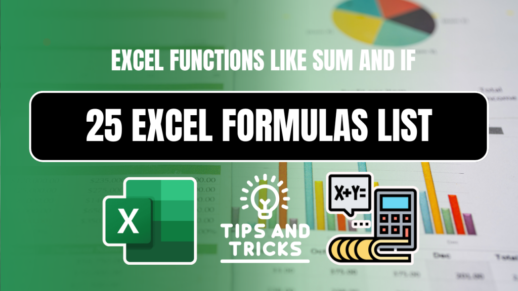 25 Essential Excel Formulas List 2025
